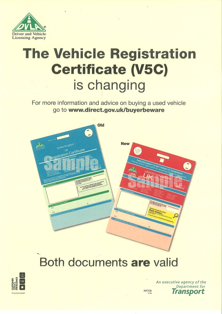 The Vehicle Registration Certificate (V5C) has changed!